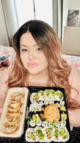 Sushi Stuffing Mukbang Lying in Bed Like a Princess Pig... - Video ...
